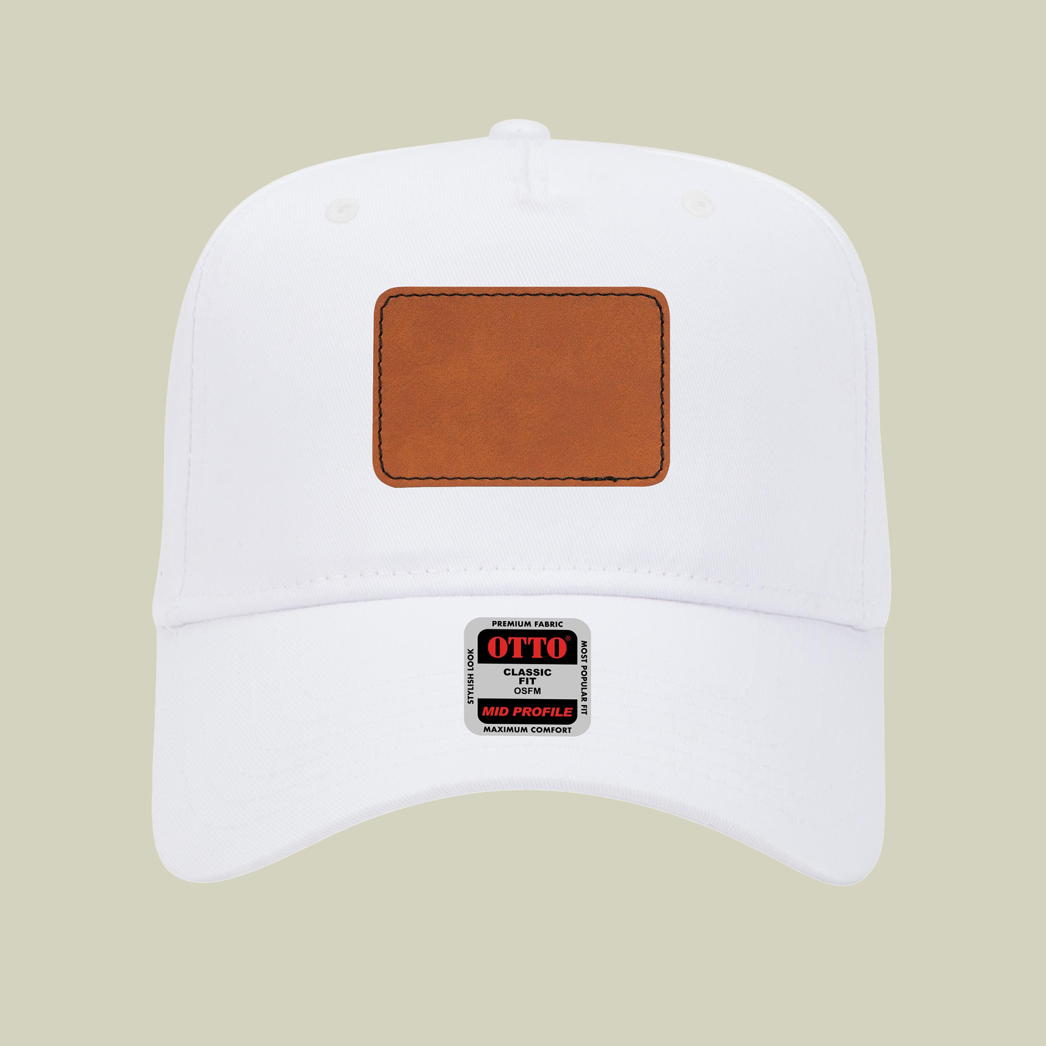 Mid Profile Baseball Cap with Leather Patch (Rectangle)